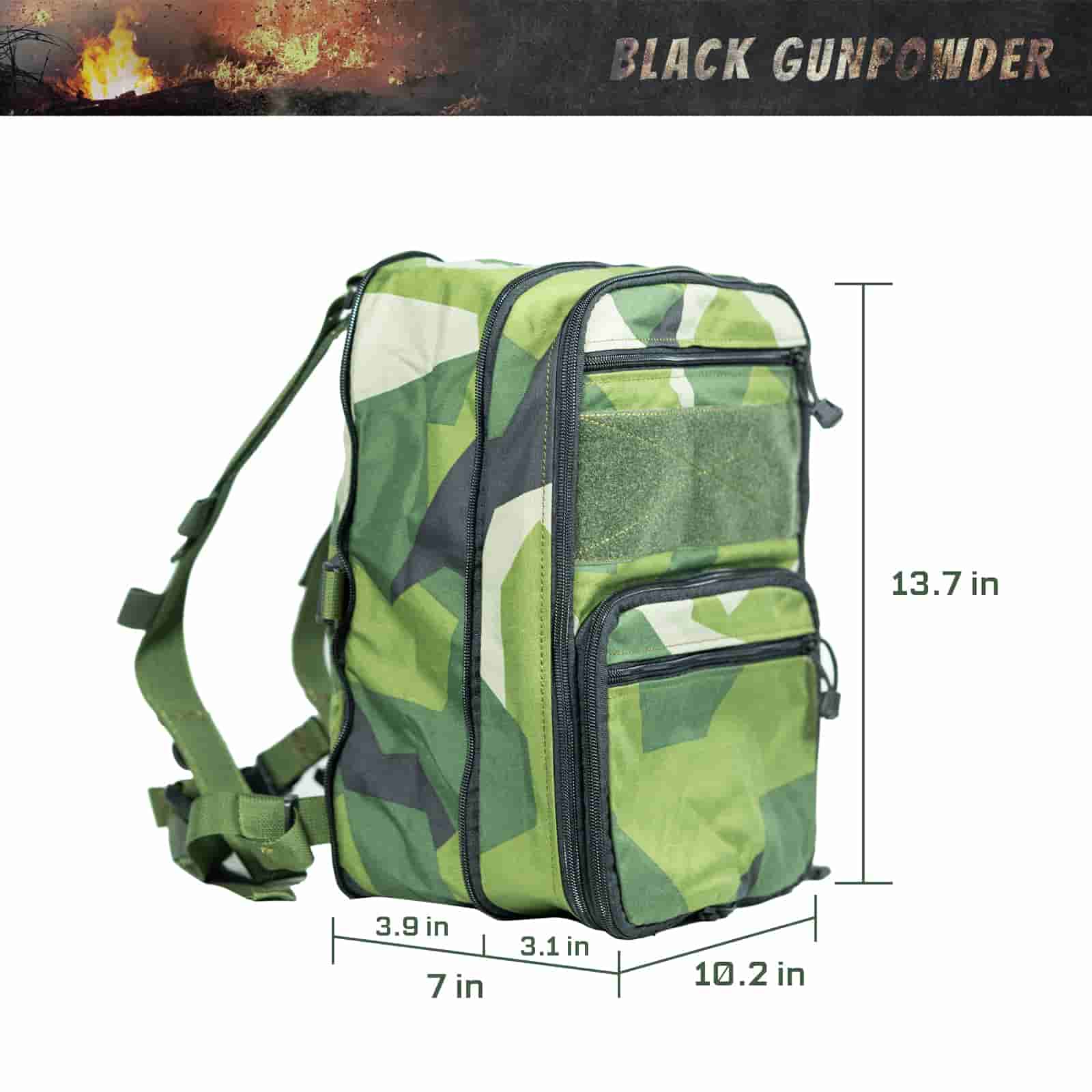 Black Gunpowder Tactical Travel Backpack 8L-16L Expandable Tactical Mi ...